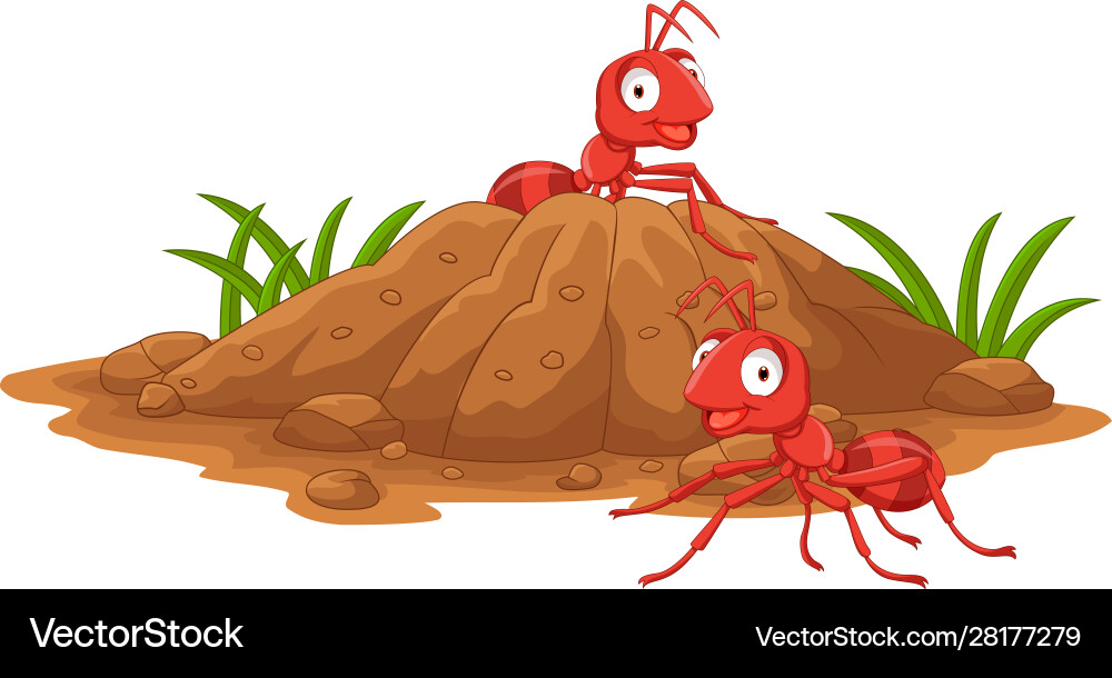 Anthill in forest land Royalty Free Vector Image