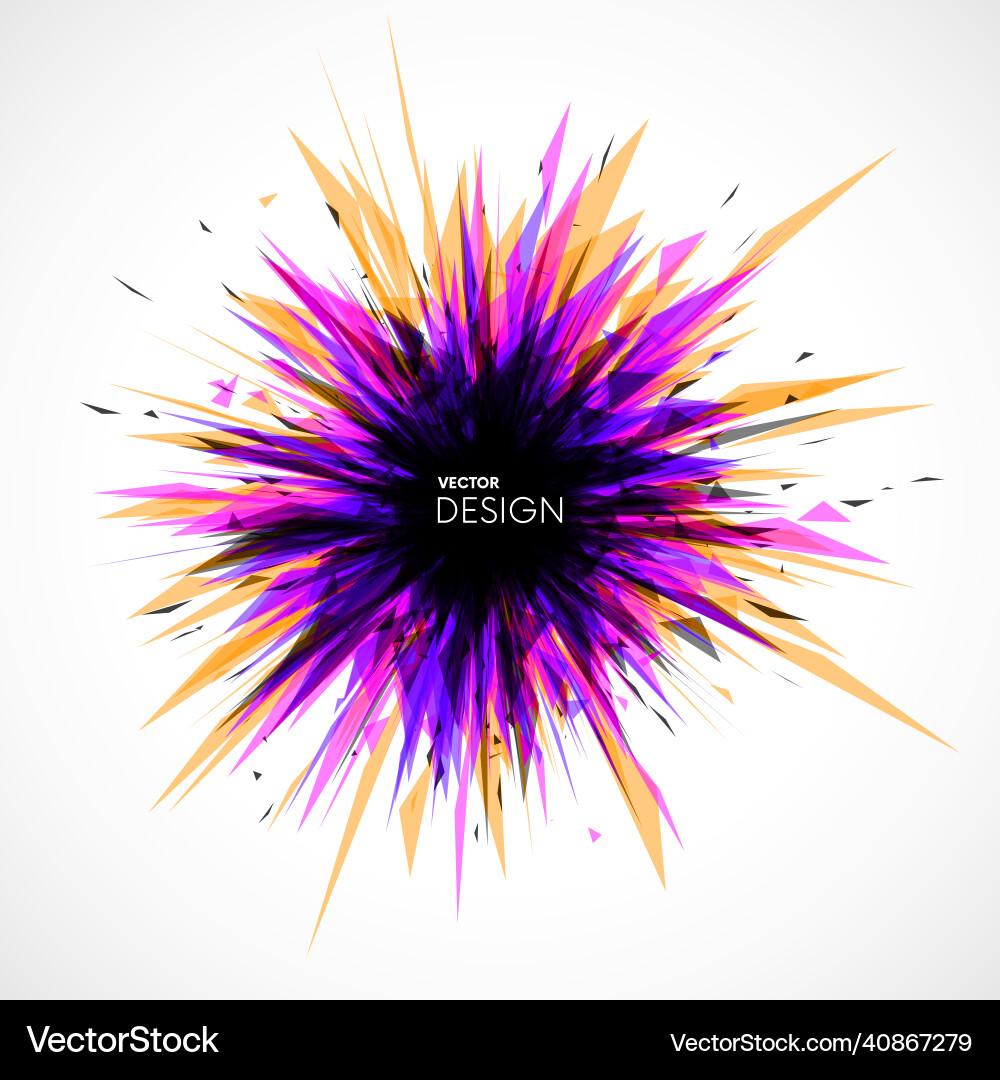 Futuristic explosion with colorful triangles Vector Image