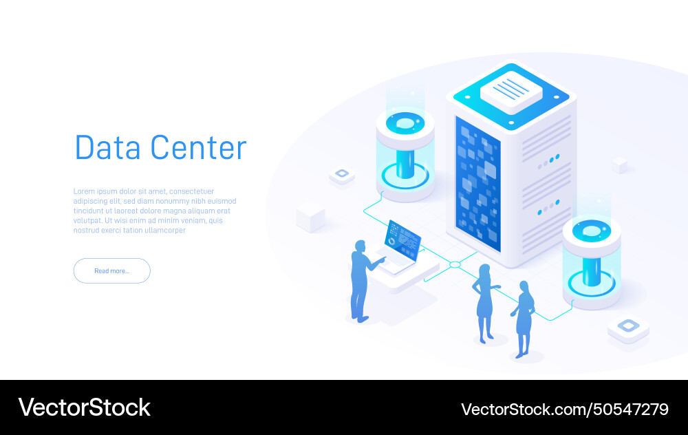 Isometric of a data center featuring Royalty Free Vector