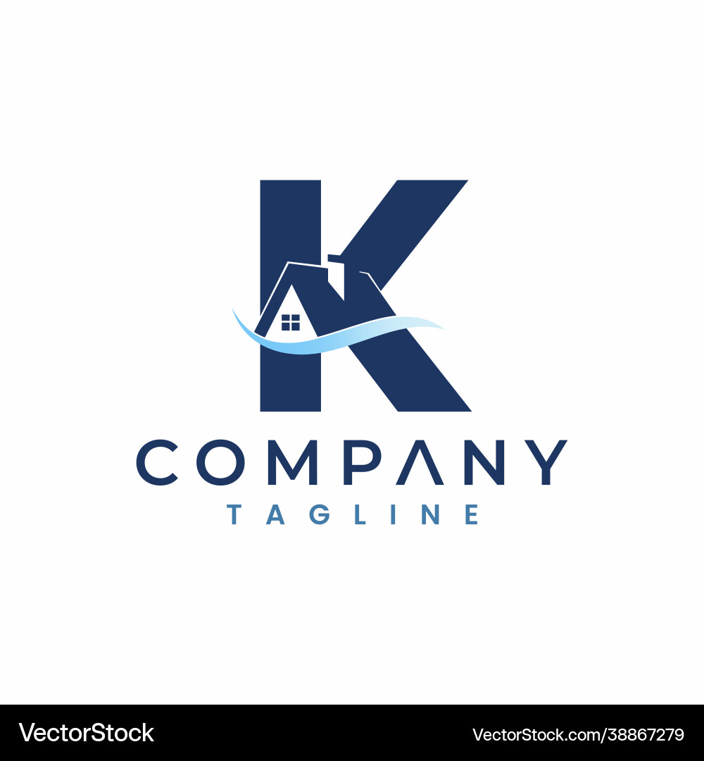 Letter k house logo initial home Royalty Free Vector Image