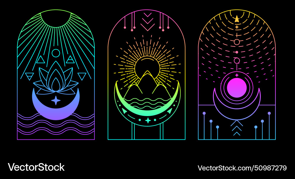 Modern magic witchcraft cards with four elements Vector Image