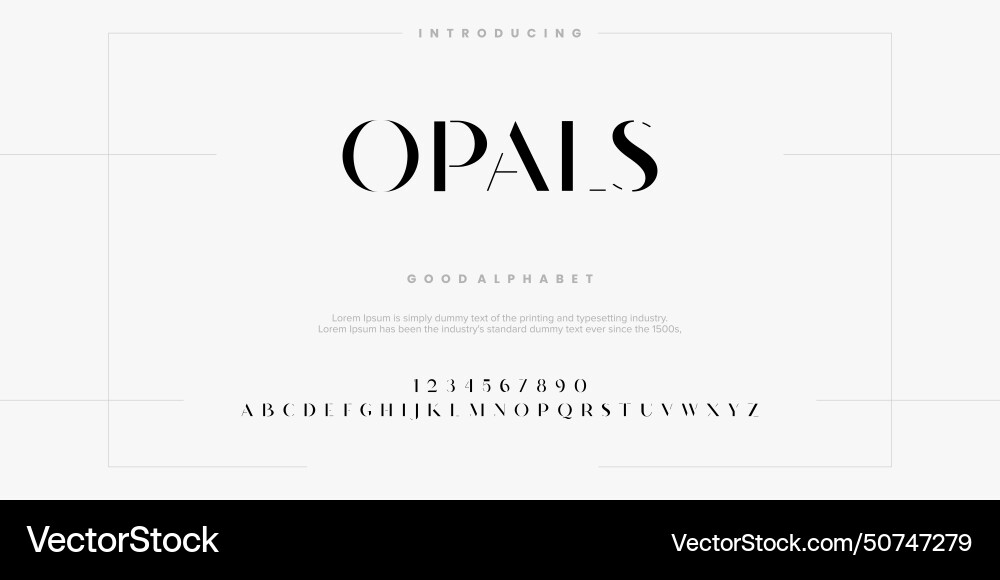 Opals alphabet font minimal technology typography Vector Image