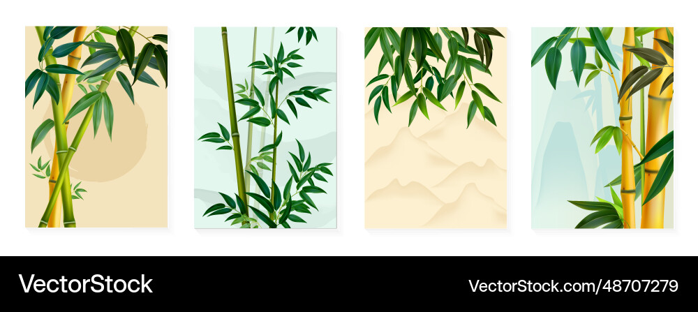 Realistic bamboo posters Royalty Free Vector Image