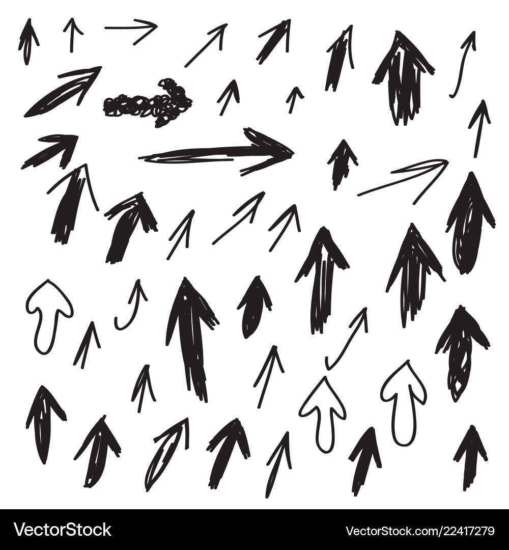 Set of scribbled arrows collection Royalty Free Vector Image