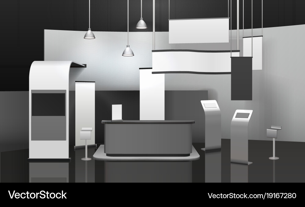 Advertising exhibition stand 3d mockup Royalty Free Vector