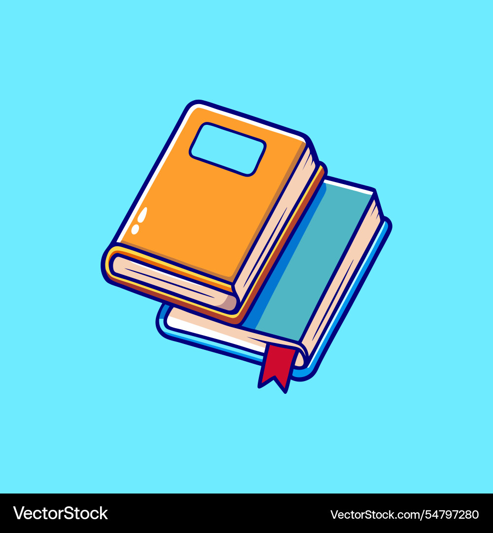 Books stacked with bookmark cartoon icon Vector Image