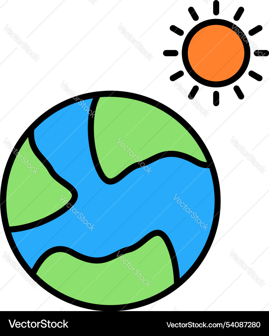 Earth line filled icon design Royalty Free Vector Image
