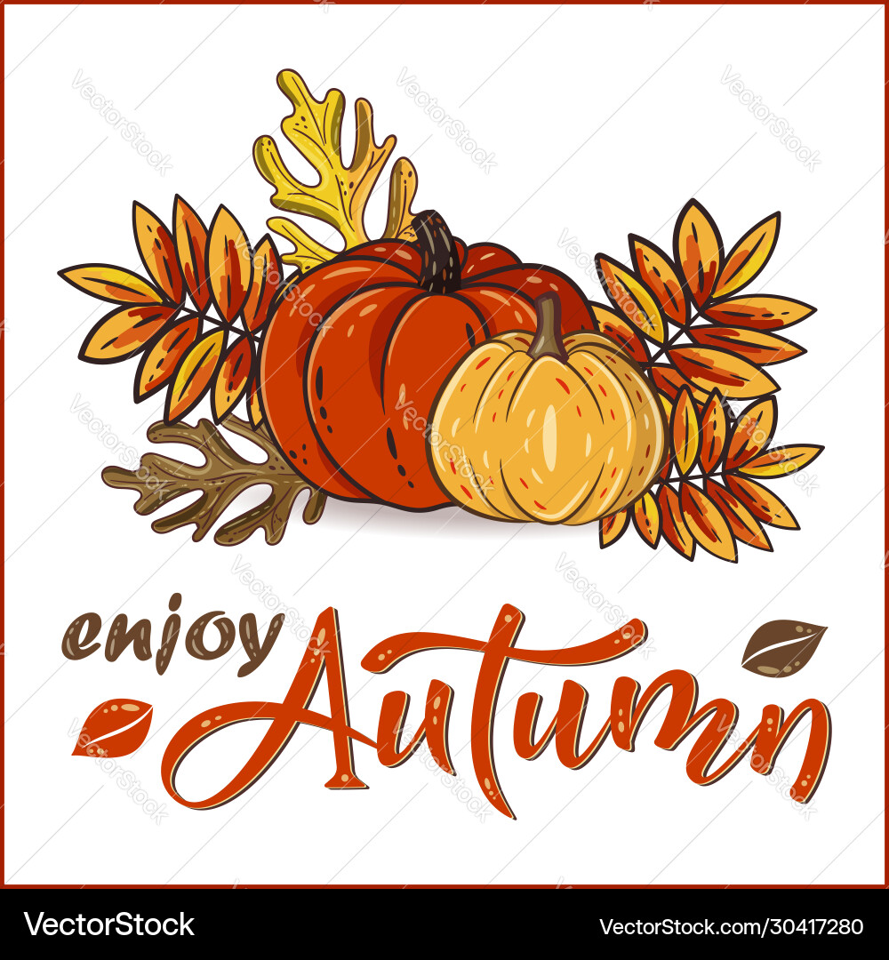 Enjoy autumn hand drawn lettering text Royalty Free Vector