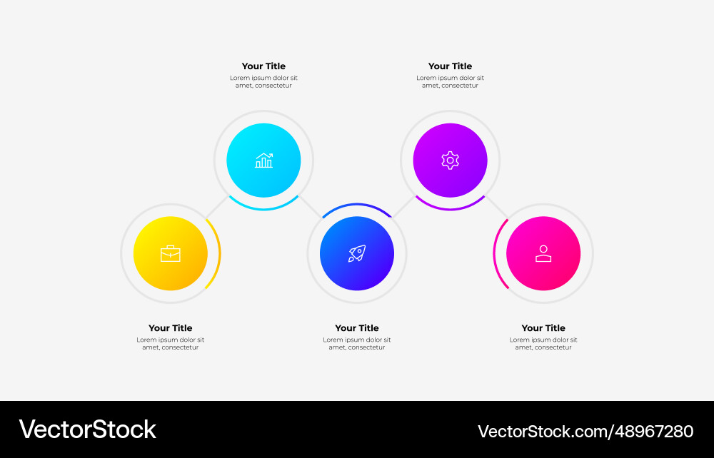 Horizontal infographic template with 5 Royalty Free Vector