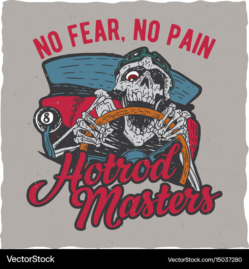 Hot Rod Skeleton Label Royalty Free Vector Image