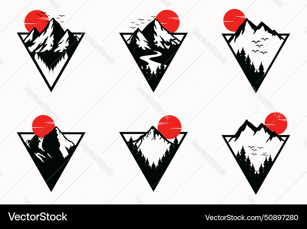 Mountain graphic collection set Royalty Free Vector Image