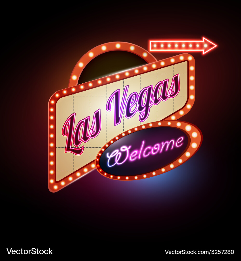 Neon sign las vegas Royalty Free Vector Image - VectorStock