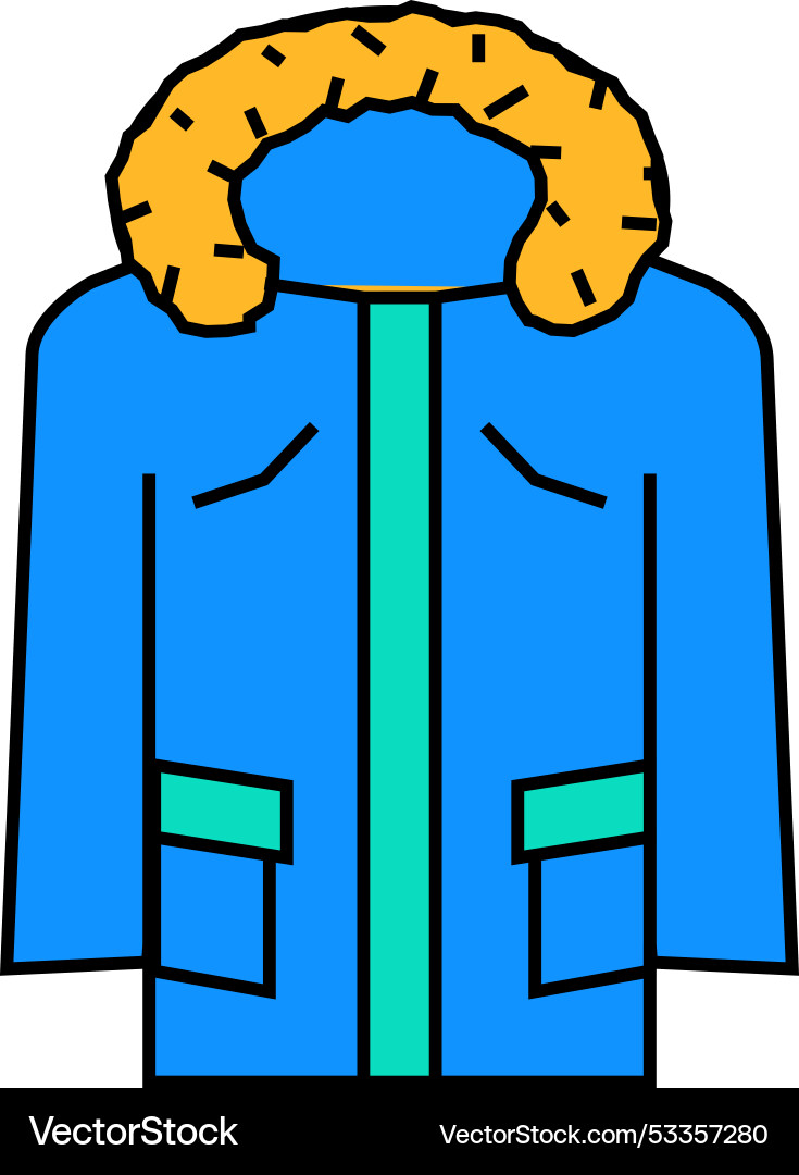 Parka outerwear male icon color Royalty Free Vector Image