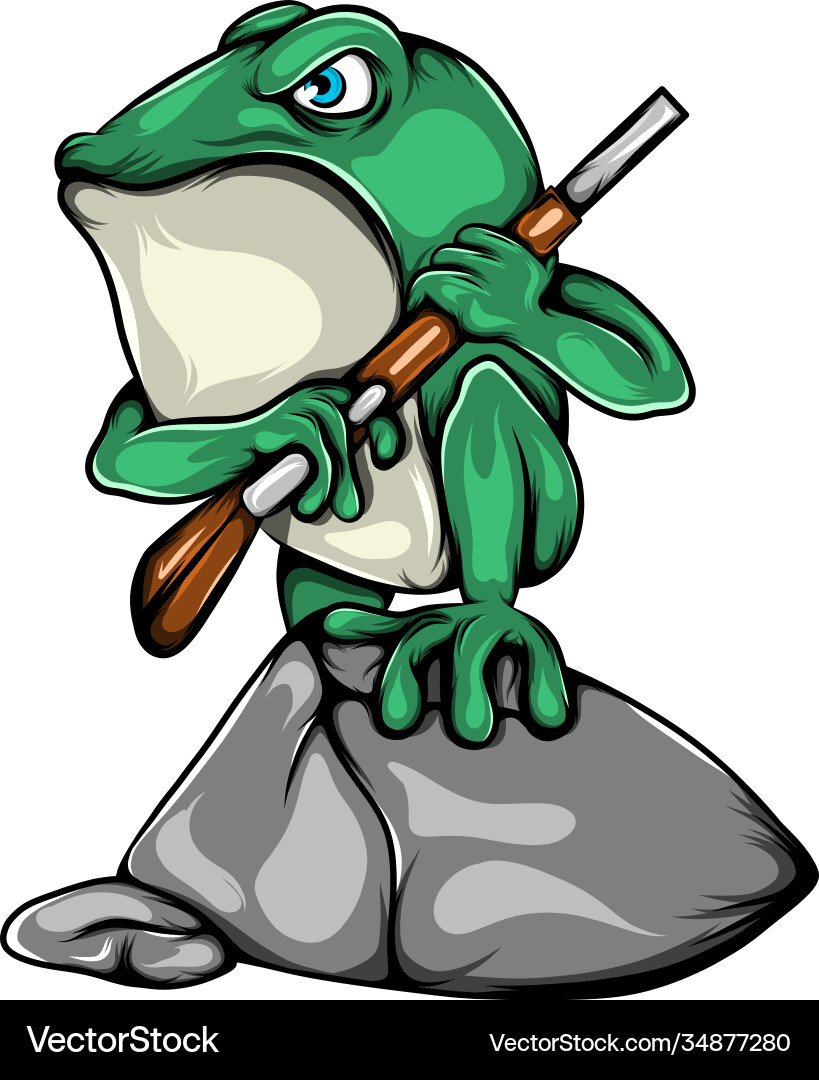Soldier green frog holding shoot gun Royalty Free Vector
