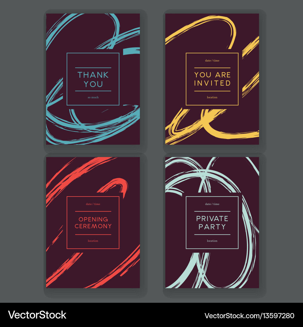 Trendy hand drawn cards Royalty Free Vector Image