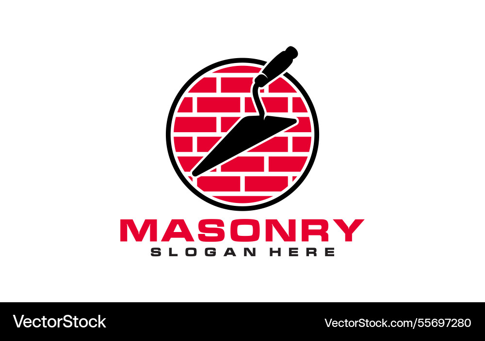 Vintage masonry brick wall construction logo Vector Image