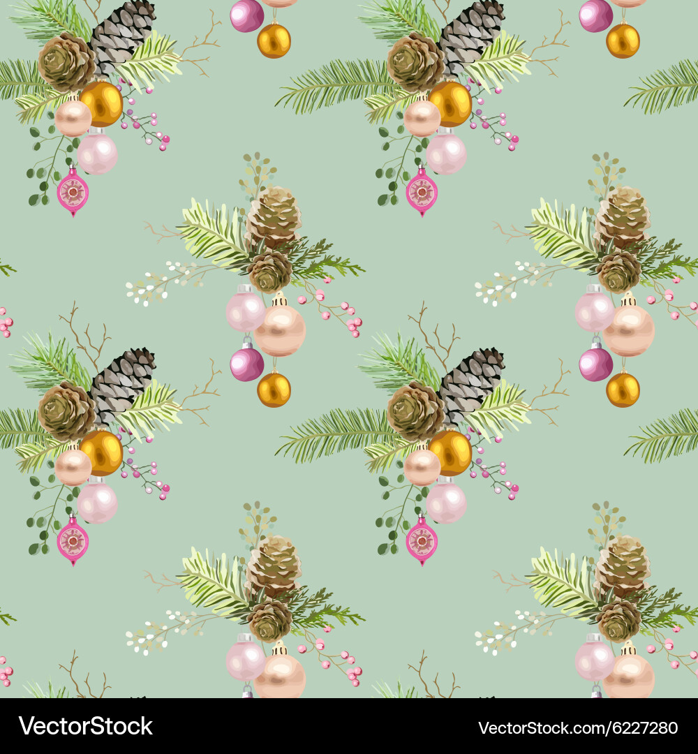 Watercolor Christmas Seamless Pattern Royalty Free Vector