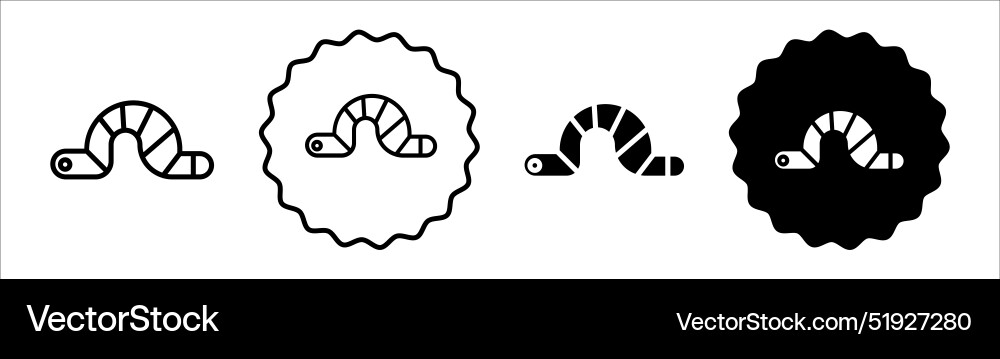 Worm icon symbol set collection simple sign Vector Image