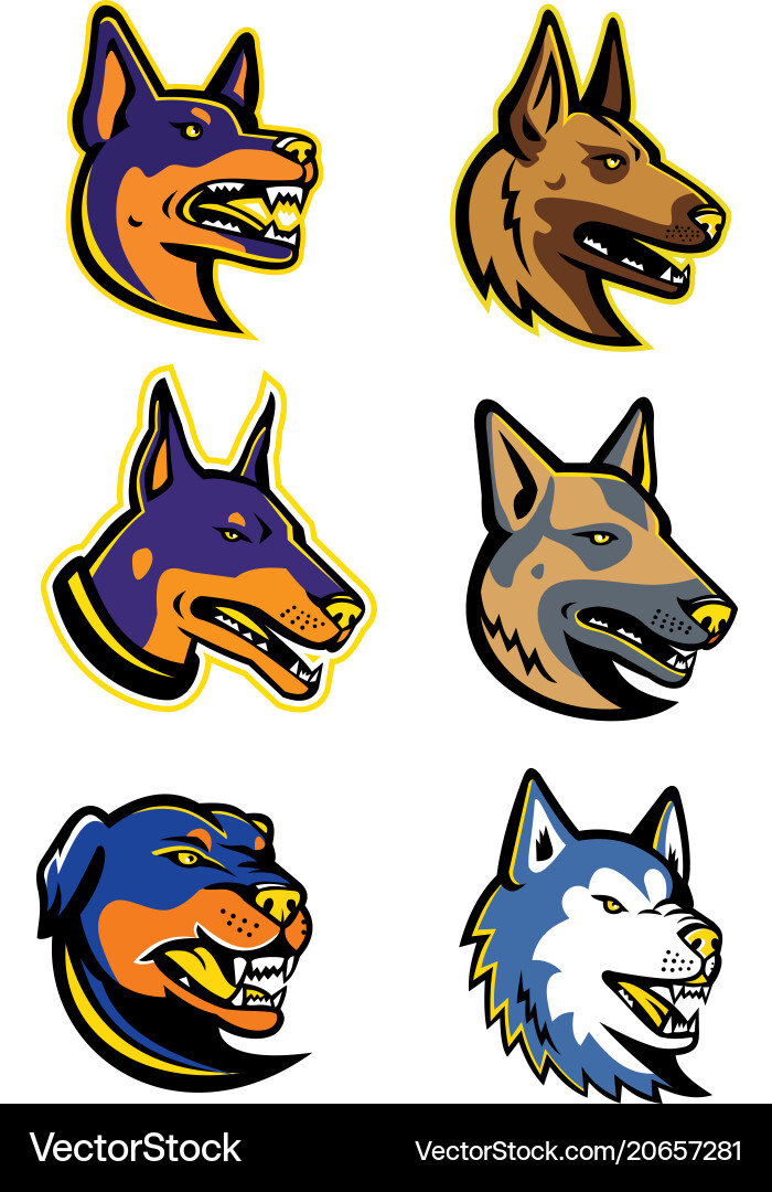 Guard dogs mascot collection set Royalty Free Vector Image