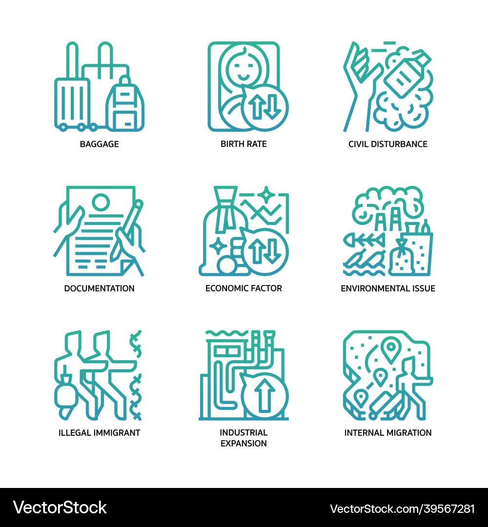 Migration icons set Royalty Free Vector Image - VectorStock