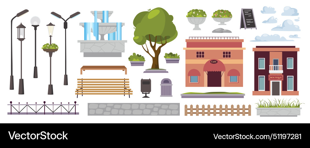 Park equipment elements constructor mega set Vector Image
