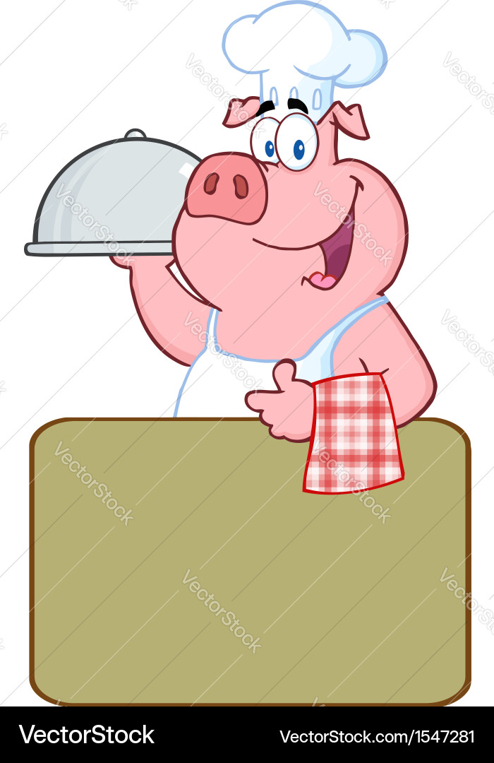 Pig chef cooking pork cartoon Royalty Free Vector Image