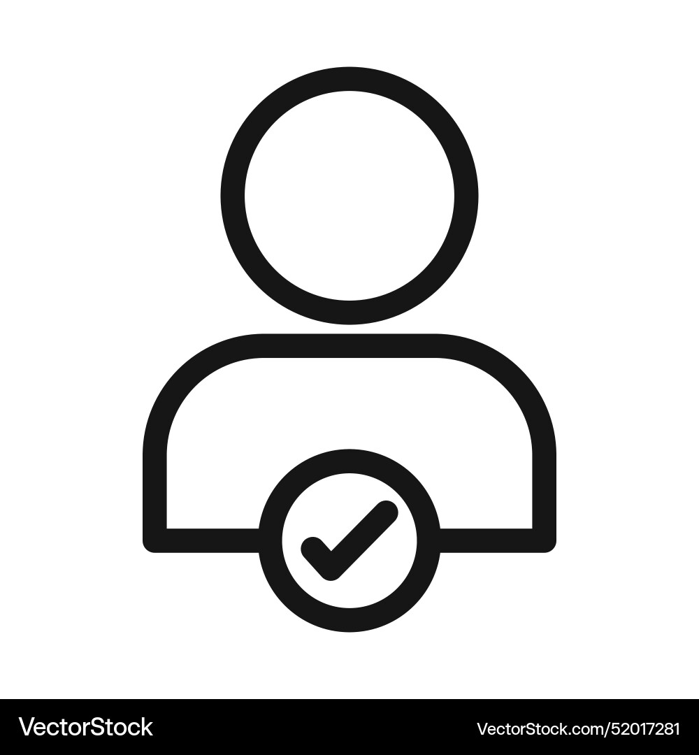 Profile check icon black line art Royalty Free Vector Image