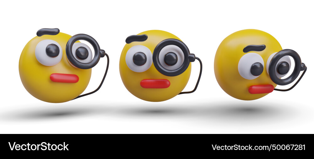 Set of emoticons with monocle focus on learning Vector Image