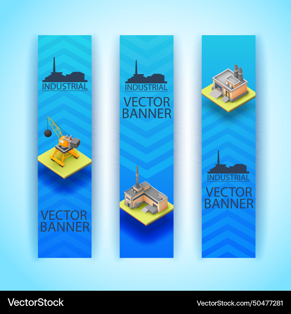 Three 3d industrial banner set Royalty Free Vector Image