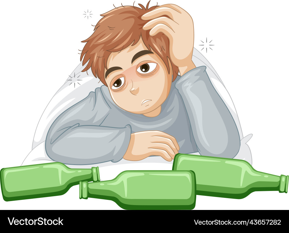 Alcoholic man cartoon character Royalty Free Vector Image