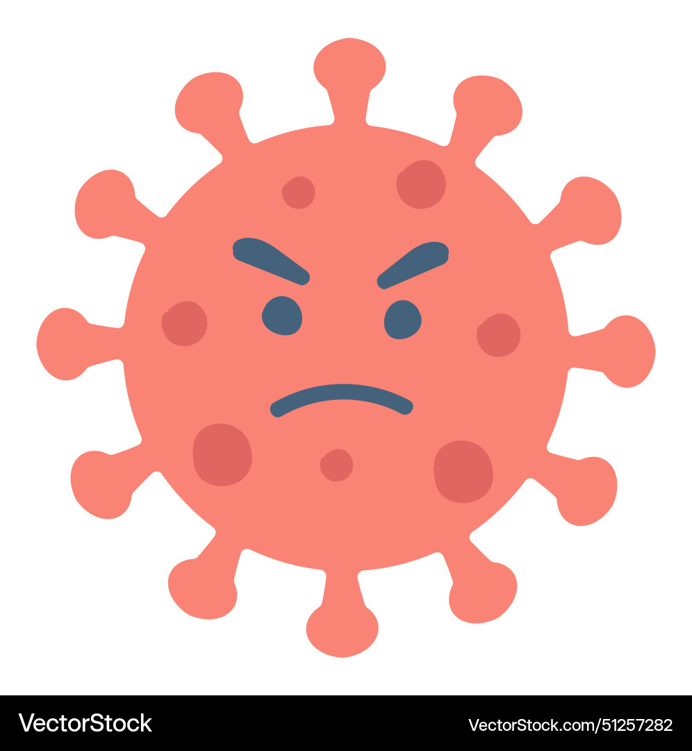 Angry face virus in flat design dangerous Vector Image