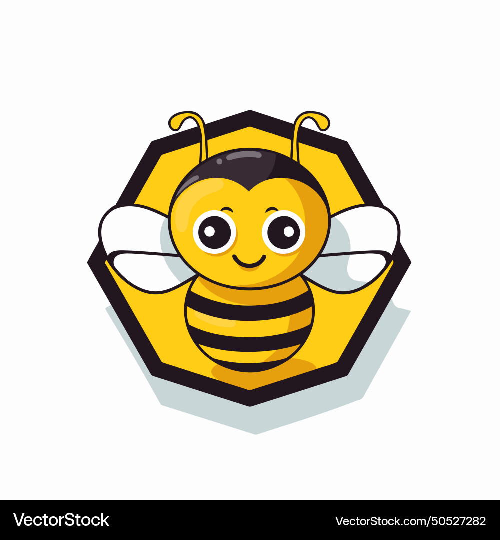 Cute bee cartoon insect mascot logo design Vector Image