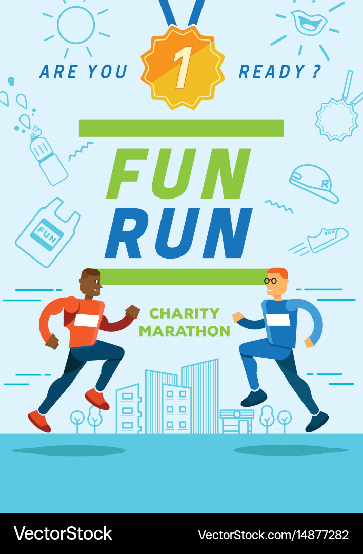 Fun running charity marathon poster Royalty Free Vector