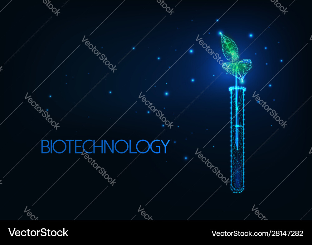 Futuristic biotechnology concept with glowing low Vector Image
