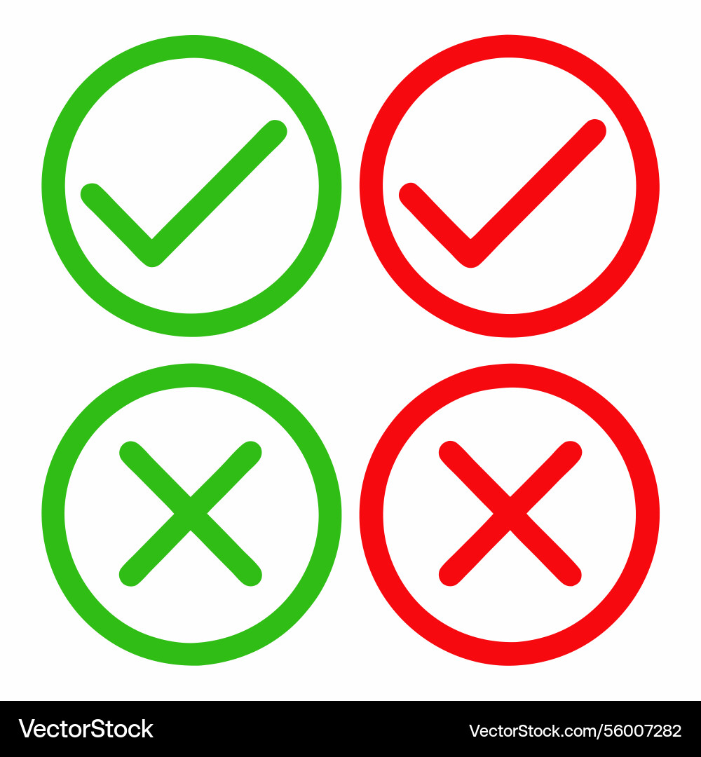 Green check mark red x Royalty Free Vector Image