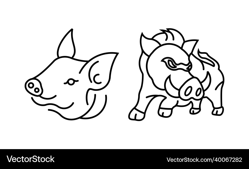 Hog outline icon symbol logo Royalty Free Vector Image