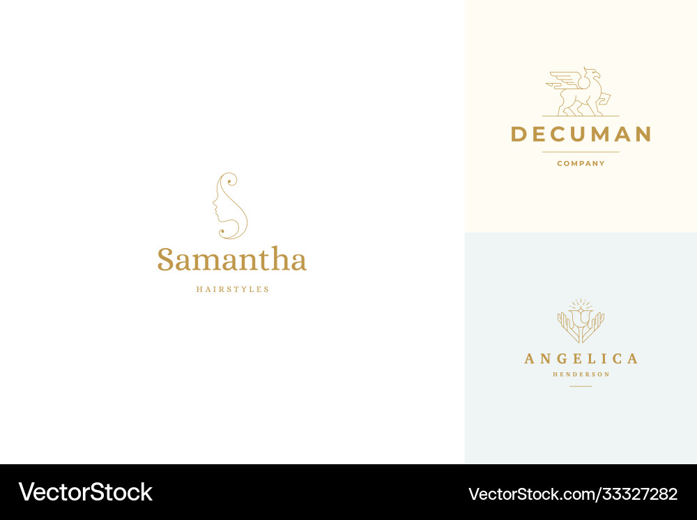 Line logos emblems design templates set Royalty Free Vector