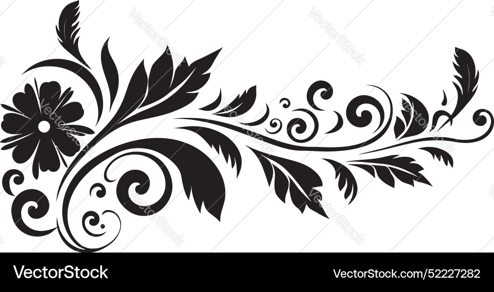 Ornate outlines elegant black emblem Royalty Free Vector