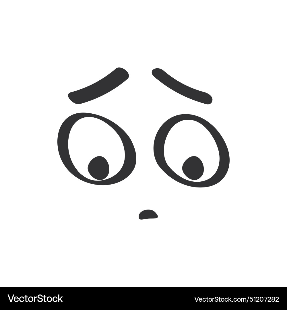 Sad expression on cute face in monochrome simple Vector Image