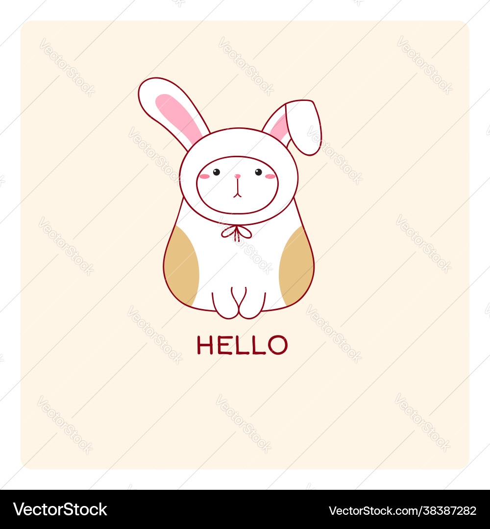 Square card with cute fat cat in a hat Royalty Free Vector