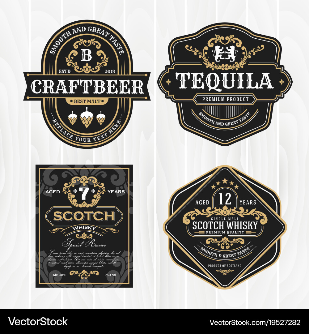 Vintage Whisky Labels & Frames Royalty Free Vector Image
