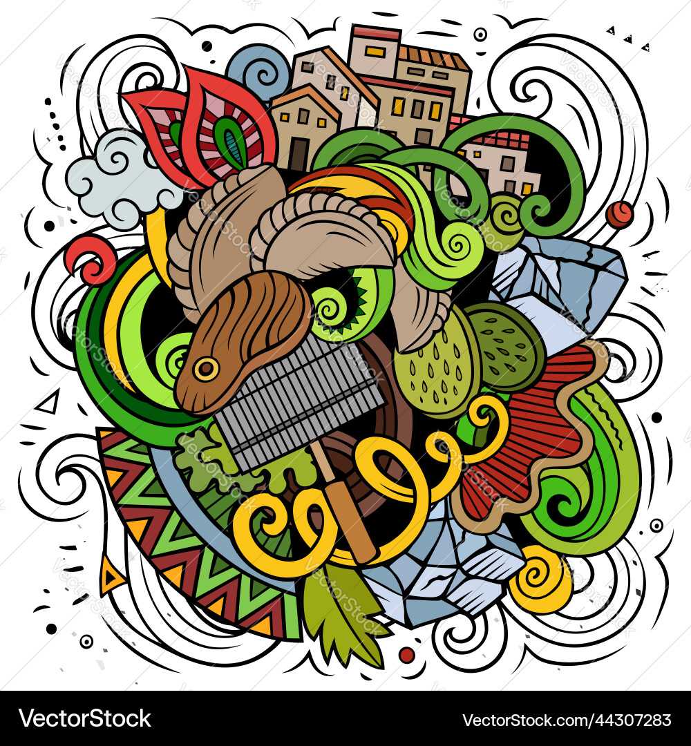 Argentina hand drawn cartoon doodles Royalty Free Vector