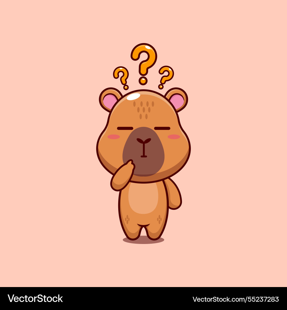 Capybara mascot cartoon character is confused Vector Image