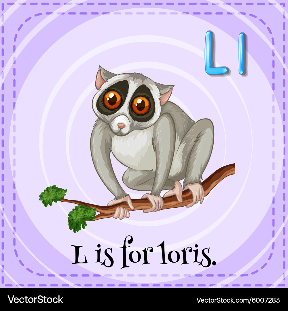 Flashcard l is for loris Royalty Free Vector Image