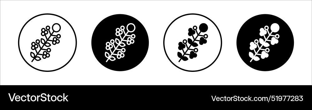 Golden wattle flat line icon set Royalty Free Vector Image