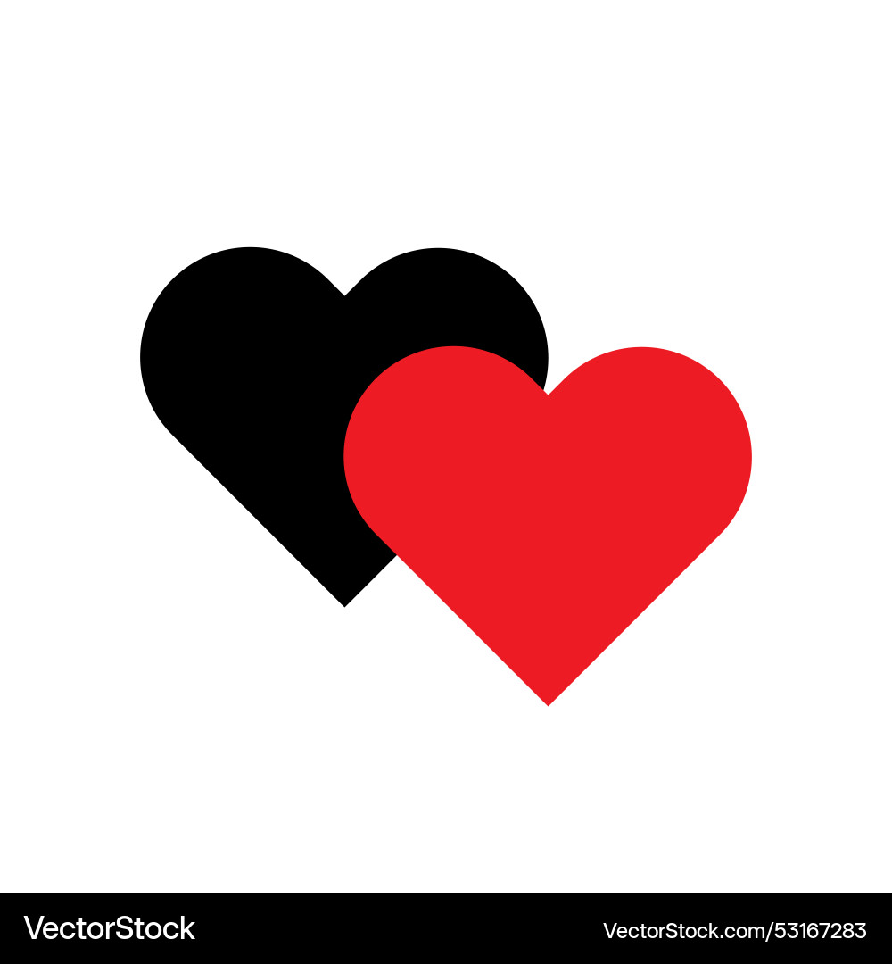 Intersecting hearts in black and red love Vector Image