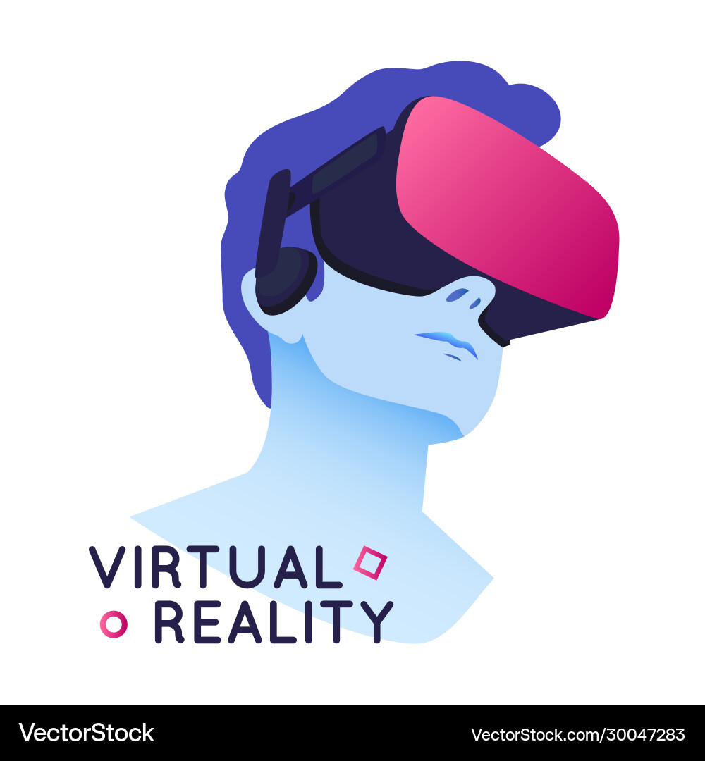 Man wearing virtual reality headset abstract vr Vector Image