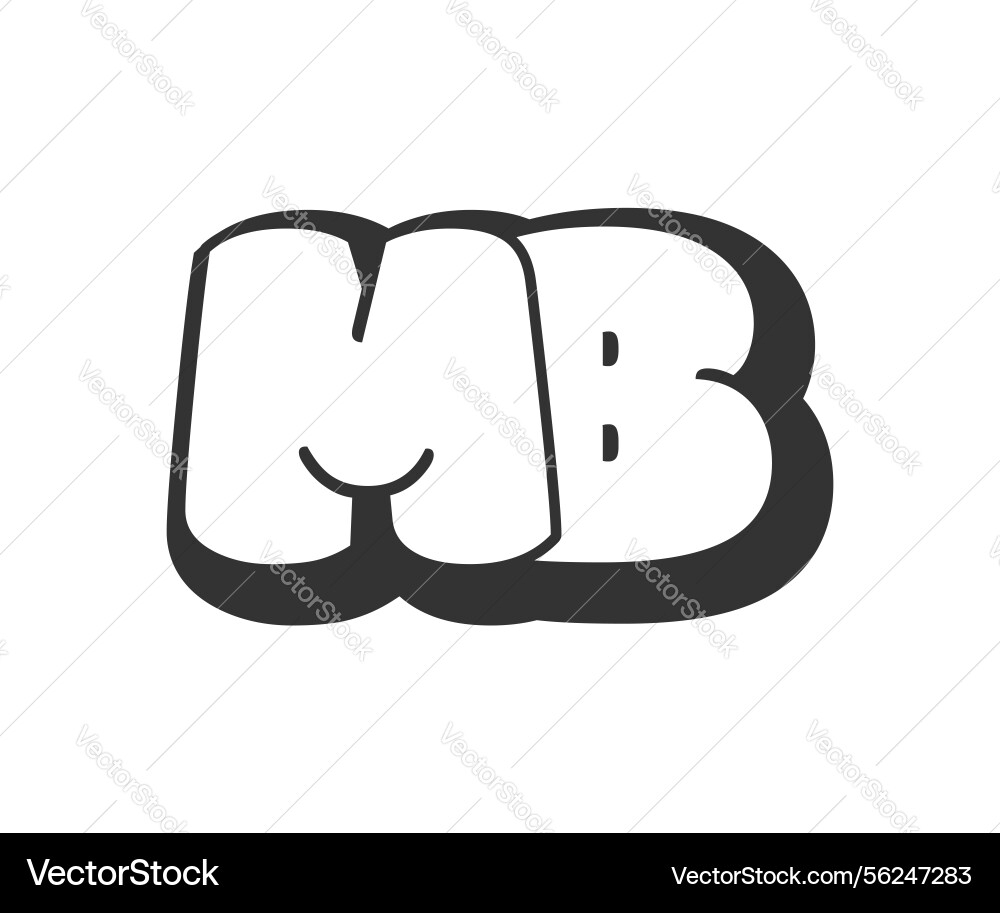 Mb logo bubble comic lettering rounded in Vector Image