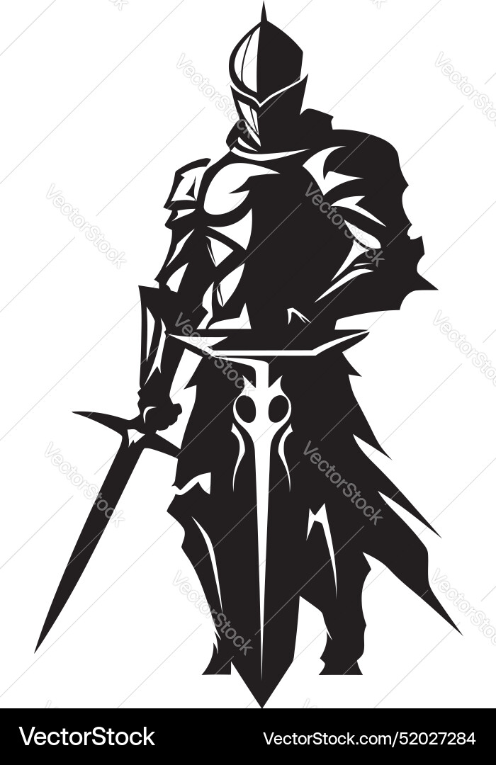 Courageous knight black logo design Royalty Free Vector