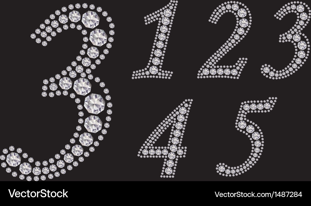 Diamond Number Set - 1 to 5 Royalty Free Vector Image